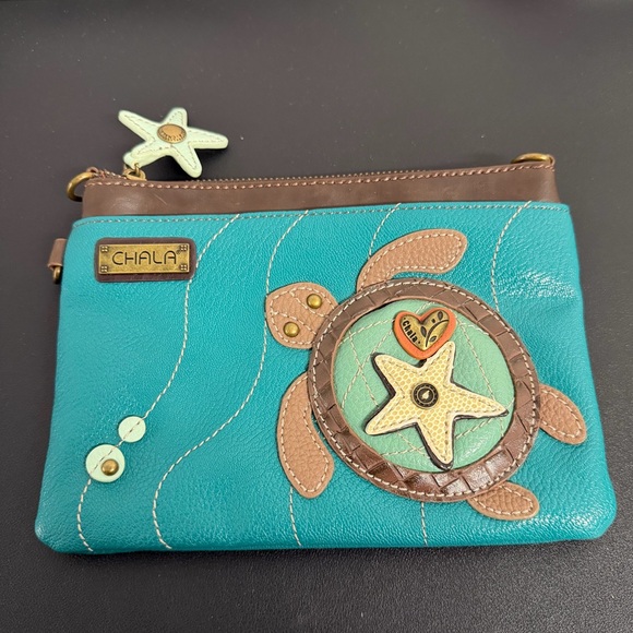 Chala | Bags | Chala Sea Turtle Wristlet Teal Faux Leather ...
